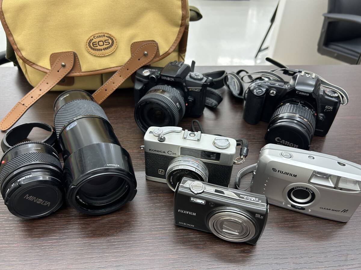 【全体的に状態が悪い】#7251A 【カメラおまとめ】 ☆カメラ ☆レンズ ☆Canon ☆KONICA ☆FUJIFILM ☆MINOLTA ☆いろいろ ☆ジャンク品 ☆カメラバッグの落札 ...