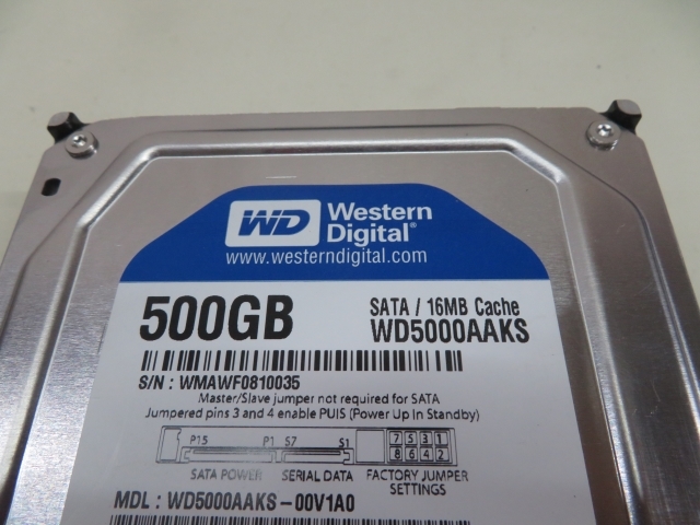 【傷や汚れあり】500GB☆Western Digital WD5000AAKS HDD ウエスタンデジタル ハードディスク USED ...