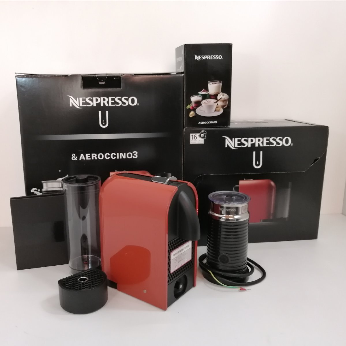 【目立った傷や汚れなし】ネスレ/2点セット ネスプレッソ マシーン Nespresso U D50 OR ミルク加熱泡立て器付 3594-JP ...
