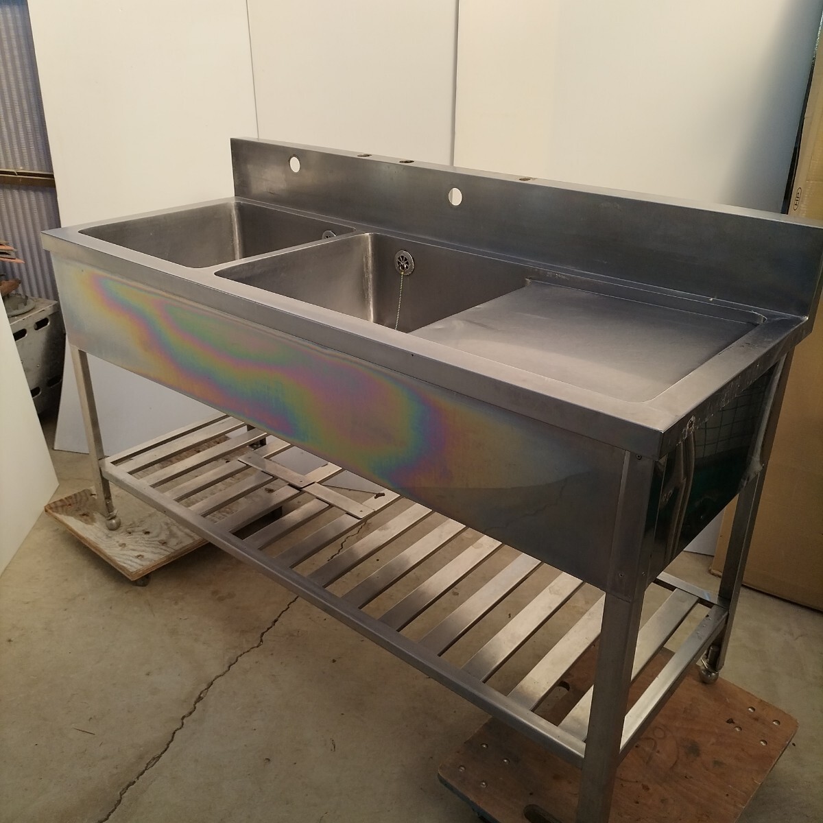 【傷や汚れあり】インボイス登録店 ステンレス二槽シンク W1500×D600×H800(BG950)mm 2槽/2口シンク 店舗送品 厨房機器 業務用 中古 6091714の落札情報詳細 ...