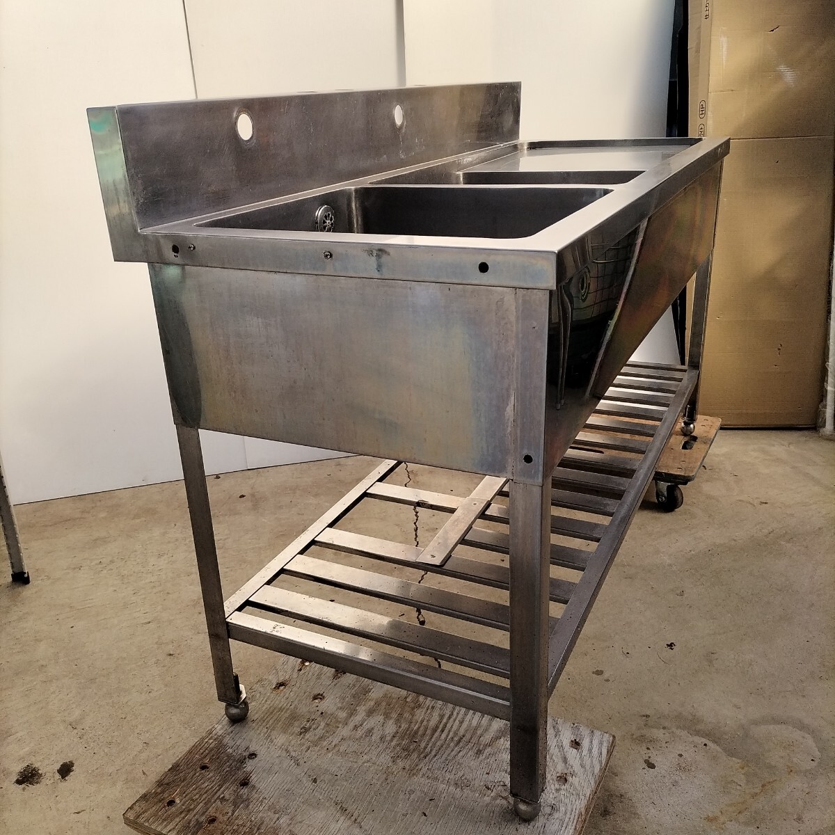 【傷や汚れあり】インボイス登録店 ステンレス二槽シンク W1500×D600×H800(BG950)mm 2槽/2口シンク 店舗送品 厨房機器 業務用 中古 6091714の落札情報詳細 ...