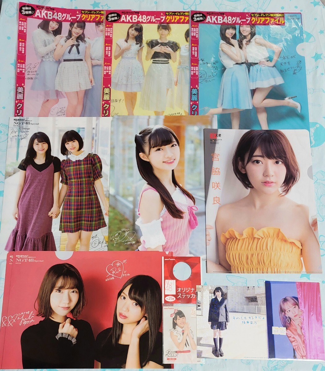 【やや傷や汚れあり】100円～♪ AKB HKT NGT NMB48 クリアファイル 他 (12枚セット) 宮脇咲良 指原莉乃 向井地美音 山本彩 中井りか 柏木由紀 他 特典 非売品 他の ...