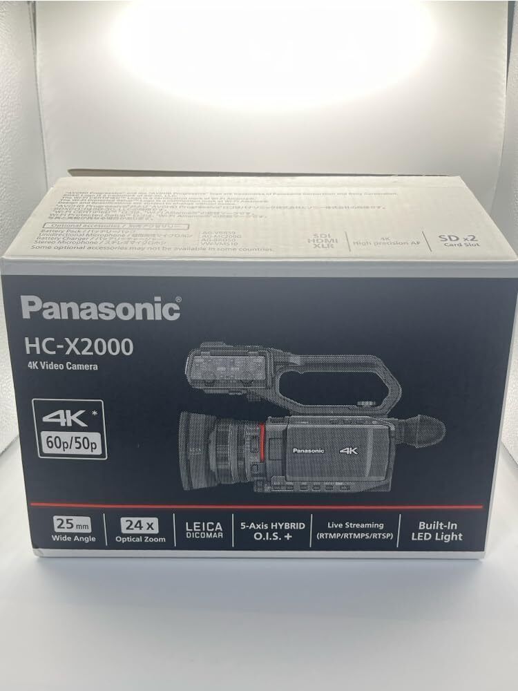 【未使用】新品未使用 開封のみ パナソニック 4K ビデオカメラ X2000 SDダブルスロット 光学24倍ズーム ハンドルユニット同梱 ...