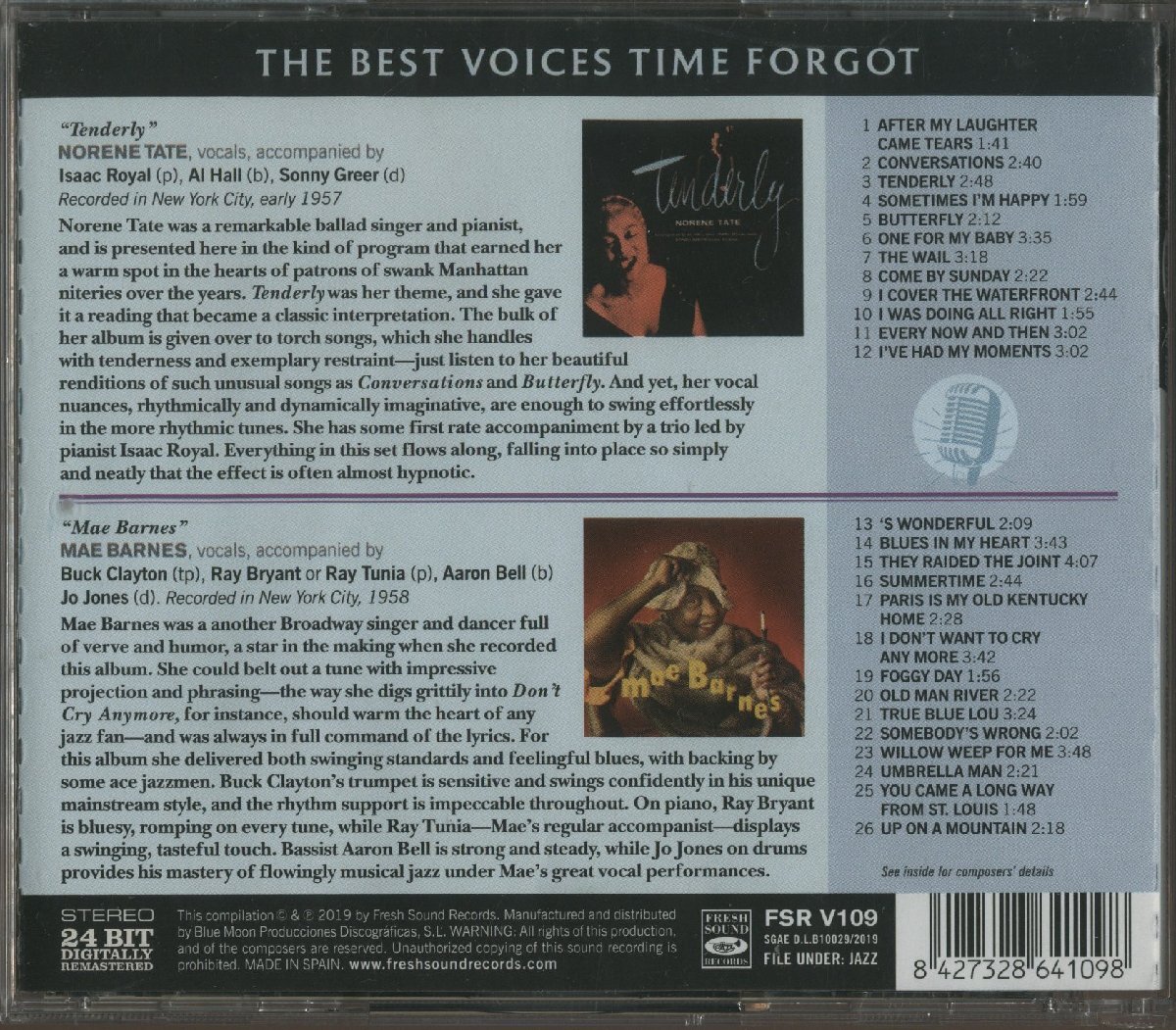 【やや傷や汚れあり】CD/ NORENE TATE、MAE BARNES / TENDERLY + MAE BARNES / メイ・バーンズ ...