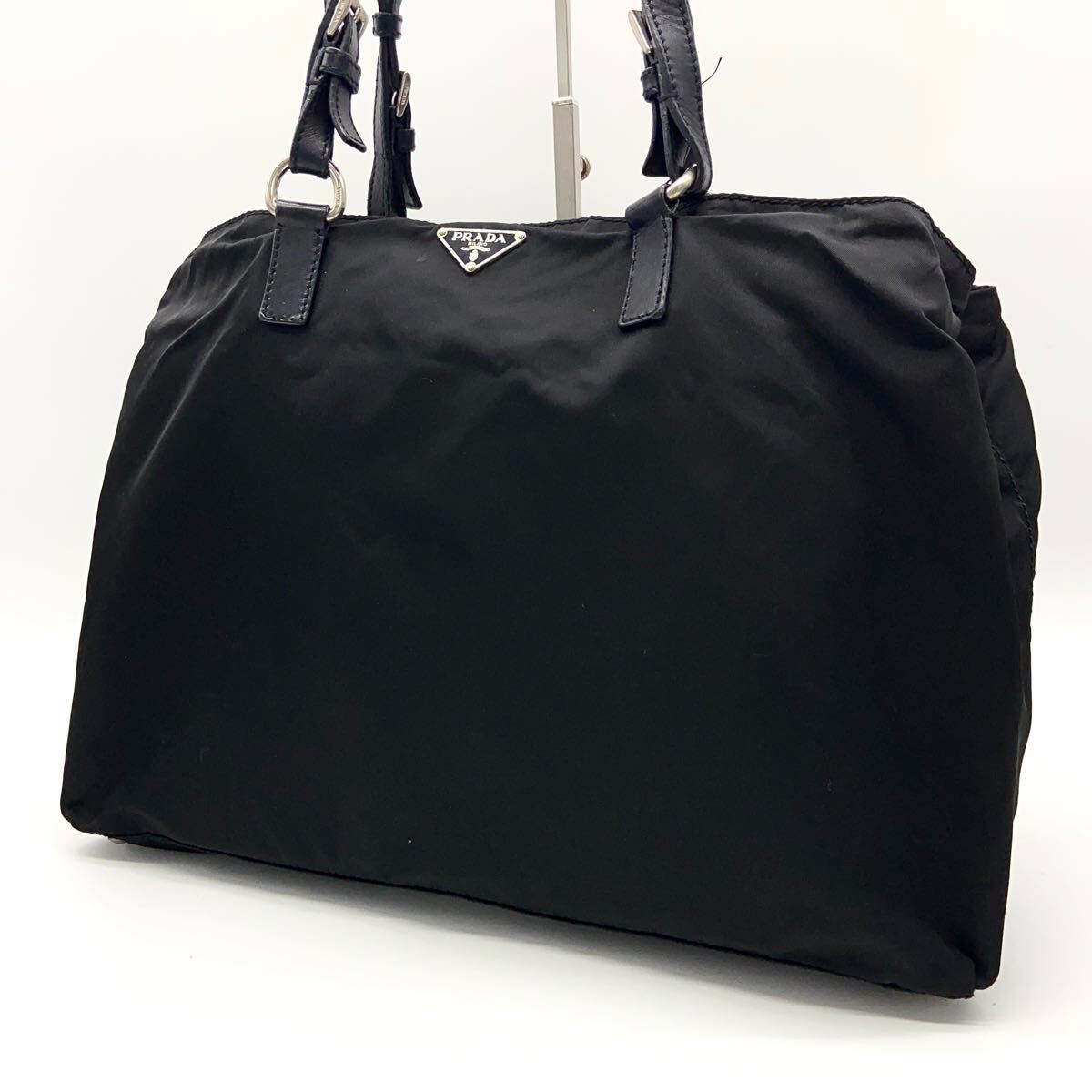 【目立った傷や汚れなし】1円 【美品】 プラダ PRADA ハンドバッグ トートバッグ レザー テスートナイロン ブラック 黒 三角ロゴプレート シルバー 金具の落札情報詳細 - Yahoo ...