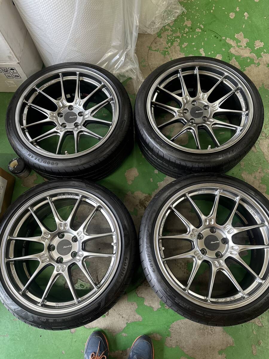 【やや傷や汚れあり】【4368S】【美品軽量】エンケイ GTC 02 19インチ 8.5J +27 9.5J +40 5H-112 GY イーグルF1 225/40R19 255/35R19 ...