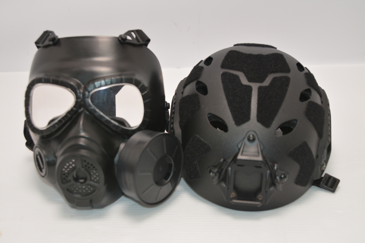 【傷や汚れあり】072-m968 ダイヤル調整式 タクティカルヘルメット ガスマスク風 送風ファン付 フルフェイスガード セットの落札情報詳細 ...