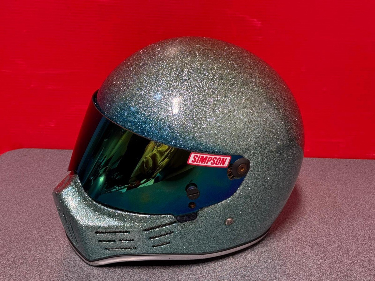 【やや傷や汚れあり】Simpson LV&COOL ヘルメット FMVSS 218 DOT 特注ハードキャンディー・クロームフレーク カラー 中古品の落札情報詳細 - Yahoo!オークション ...