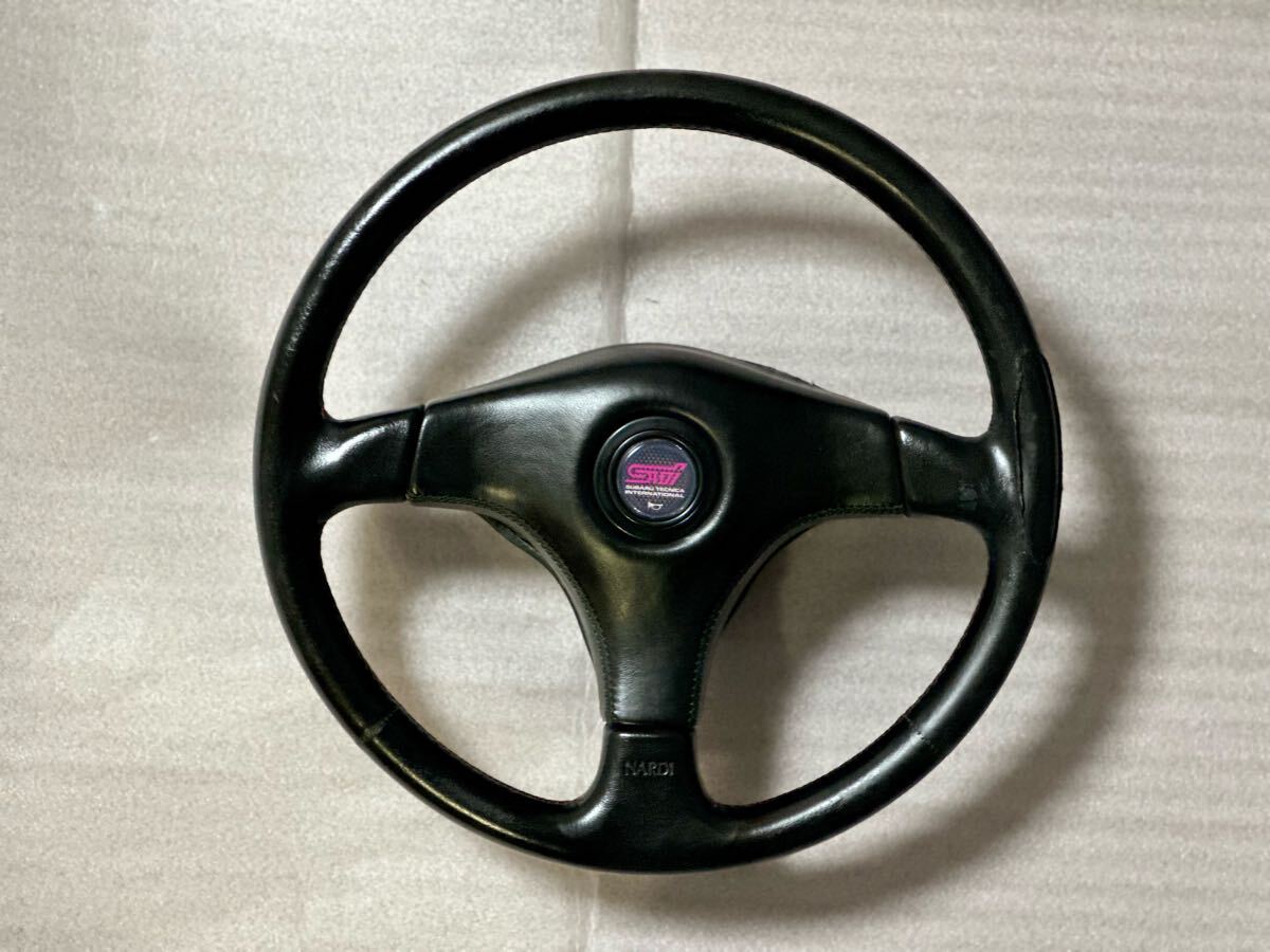 【全体的に状態が悪い】22B 純正 NARDI ステアリング ハンドル レッドステッチ SUBARU スバル インプレッサ WRX STi ナルディ GC8 GF8 S201 Impreza ...