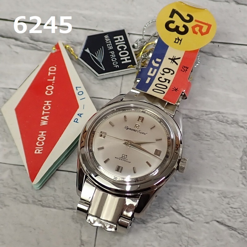 【未使用に近い】 AC-6245 時計店デッドストック品 RICOH 23石 DYNAMIC ESCORTウォータープルーフ シルバーカラー未 ...