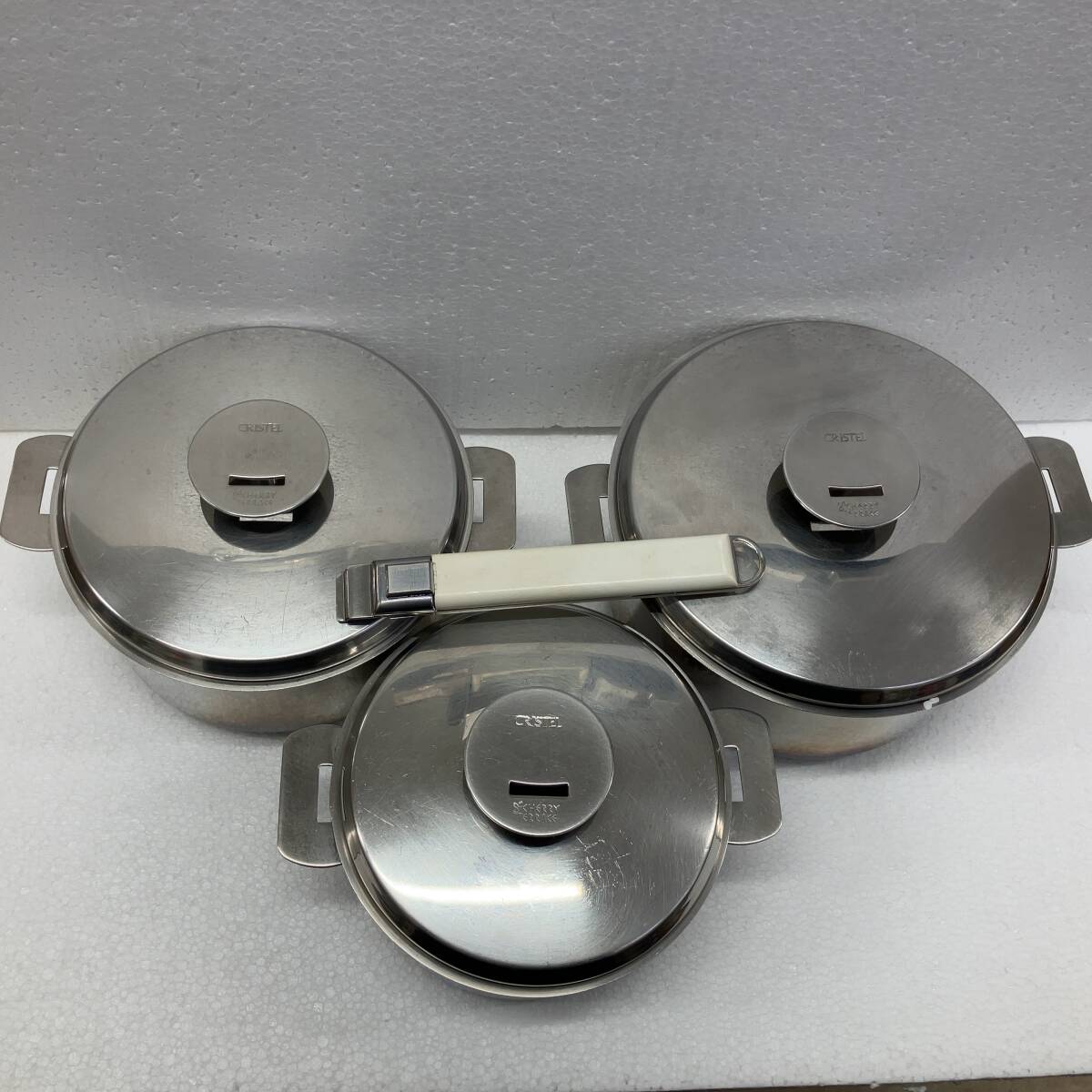 【傷や汚れあり】フランス製 CRISTEL クリステル ステンレス 16cm 18cm 20cm 調理鍋 なべ ナベ 3個セット ハンドル1個の落札情報詳細 - Yahoo!オークション落札 ...