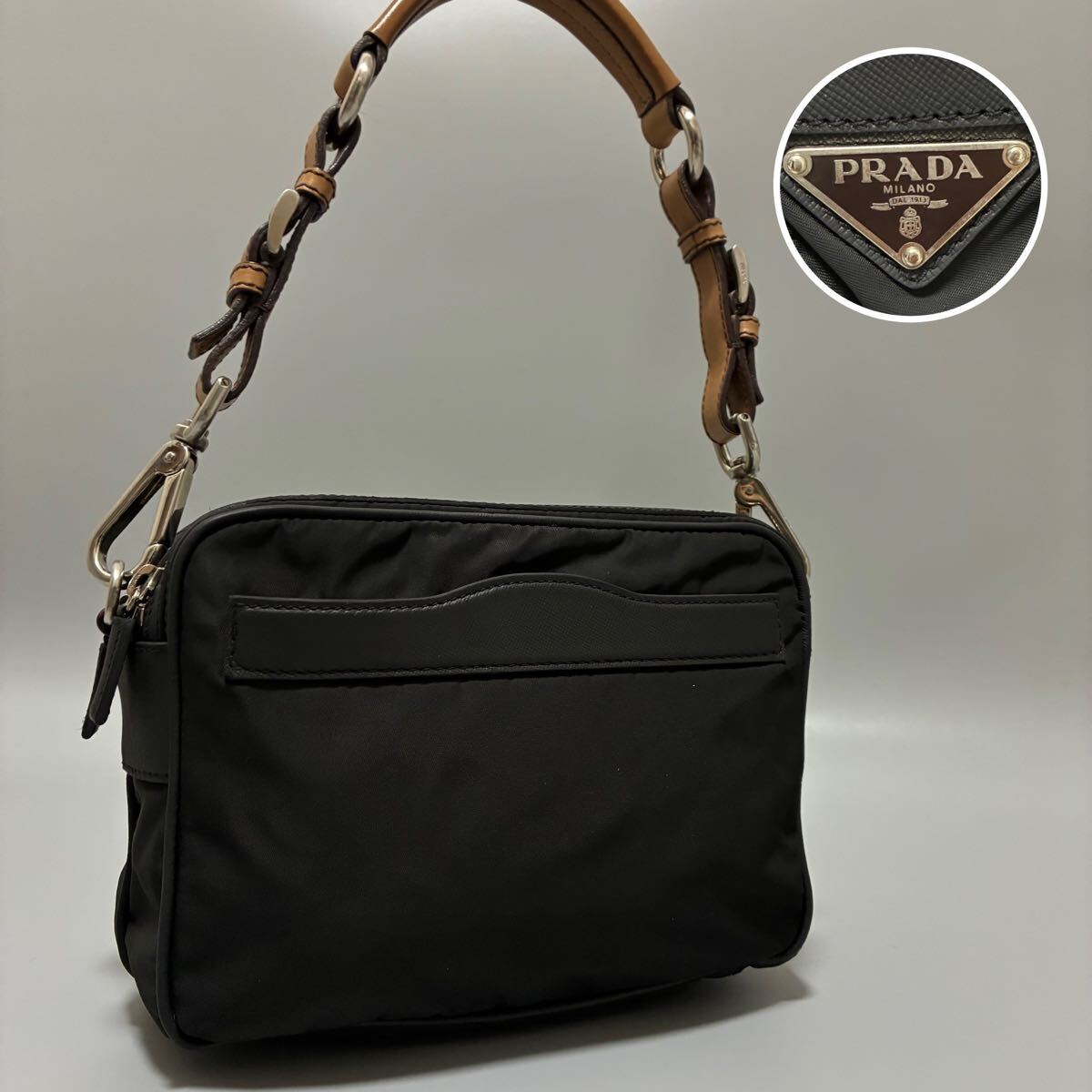 期間限定 綺麗【PRADAプラダ】三角ロゴ ワンショルダーバッグ アクセサリーポーチ ナイロン NERO ブラック BR1267 小物入れの落札情報詳細 - Yahoo!オークション落札価格 ...