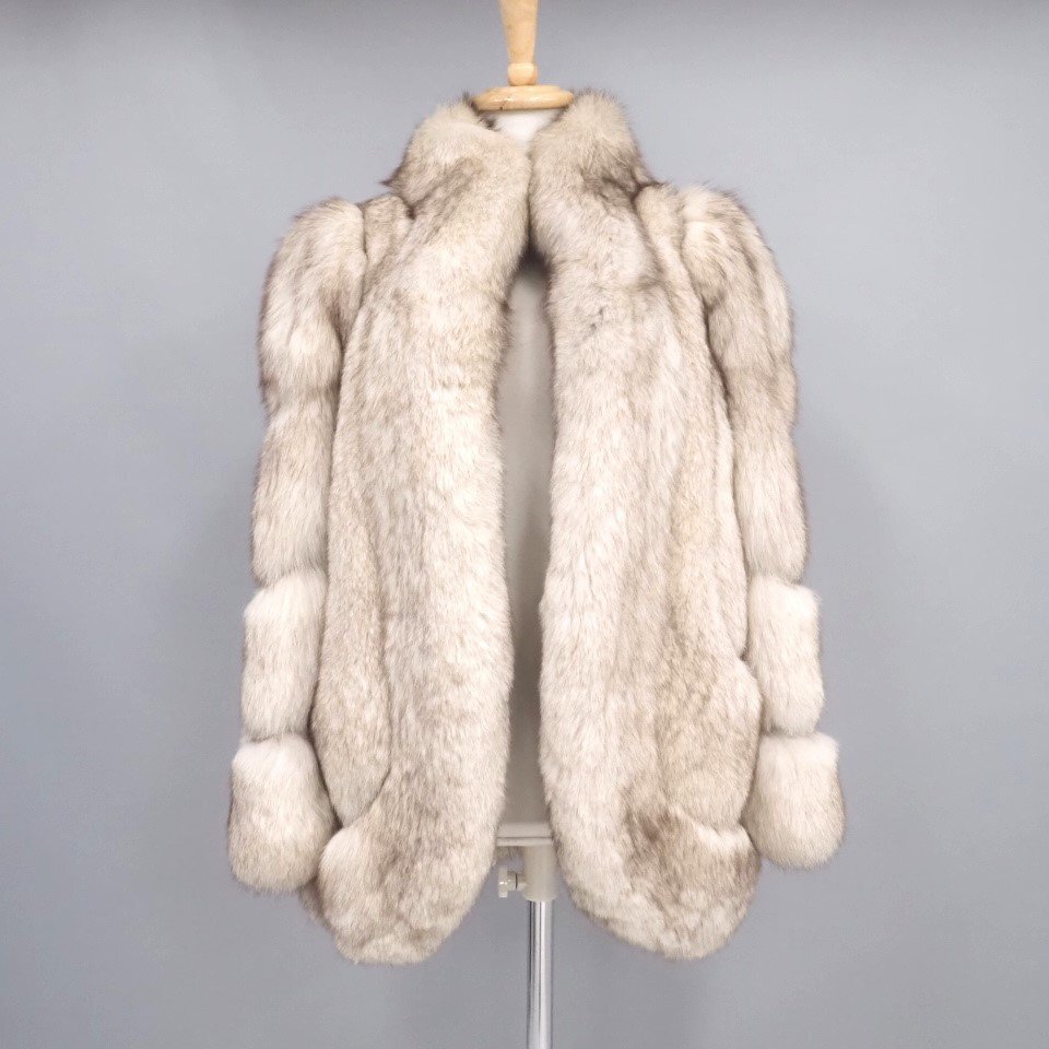 【目立った傷や汚れなし】高級毛皮【 EMBA★￥1000～ / レアデザイン / 日本製 】 ブルーフォックス(フィンランド産) ハーフ丈 70cm WH/BR 11号 C063の落札情報詳細 ...