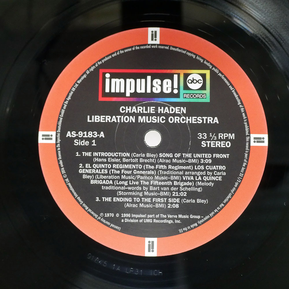 【目立った傷や汚れなし】EU盤 CHARLIE HADEN/LIBERATION MUSIC ORCHESTRA/IMPULSE AS9183 ...