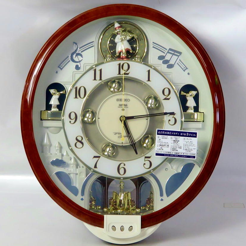 [美品] セイコー SEIKO 電波クロック ウェーブシンフォニー RE556B 掛時計 からくり 電波時計 説明書、箱付き 価格52,500 ...