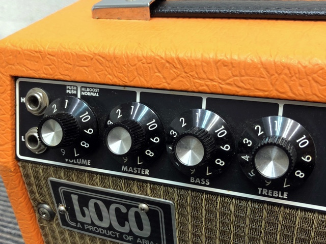 ⑪ 希少 ARIA アリア LOCO MICRO AMP SERIES ヴィンテージ ギターアンプ MX-100 オレンジ レアカラー 元箱 ...