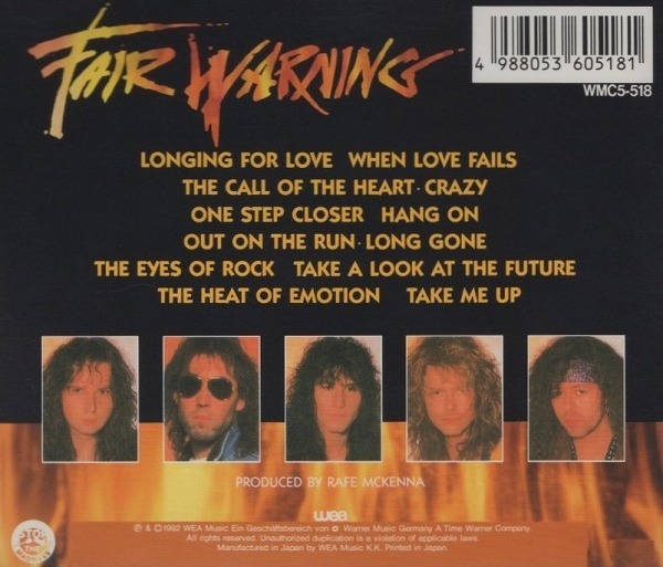 【やや傷や汚れあり】フェア・ウォーニング FAIR WARNING / フェア・ウォーニング FAIR WARNING / 1992.9.25 / 1stアルバム / WMC5-518の落札 ...