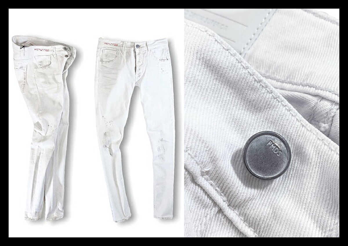 【未使用】定価3.1万 PMDS PREMIUM MOOD DENIM SUPERIOR こなれ感醸すダメージ加工！ホワイトデニムパンツ Paul L30 ジーンズ イタリア製 P.M.D.S ...