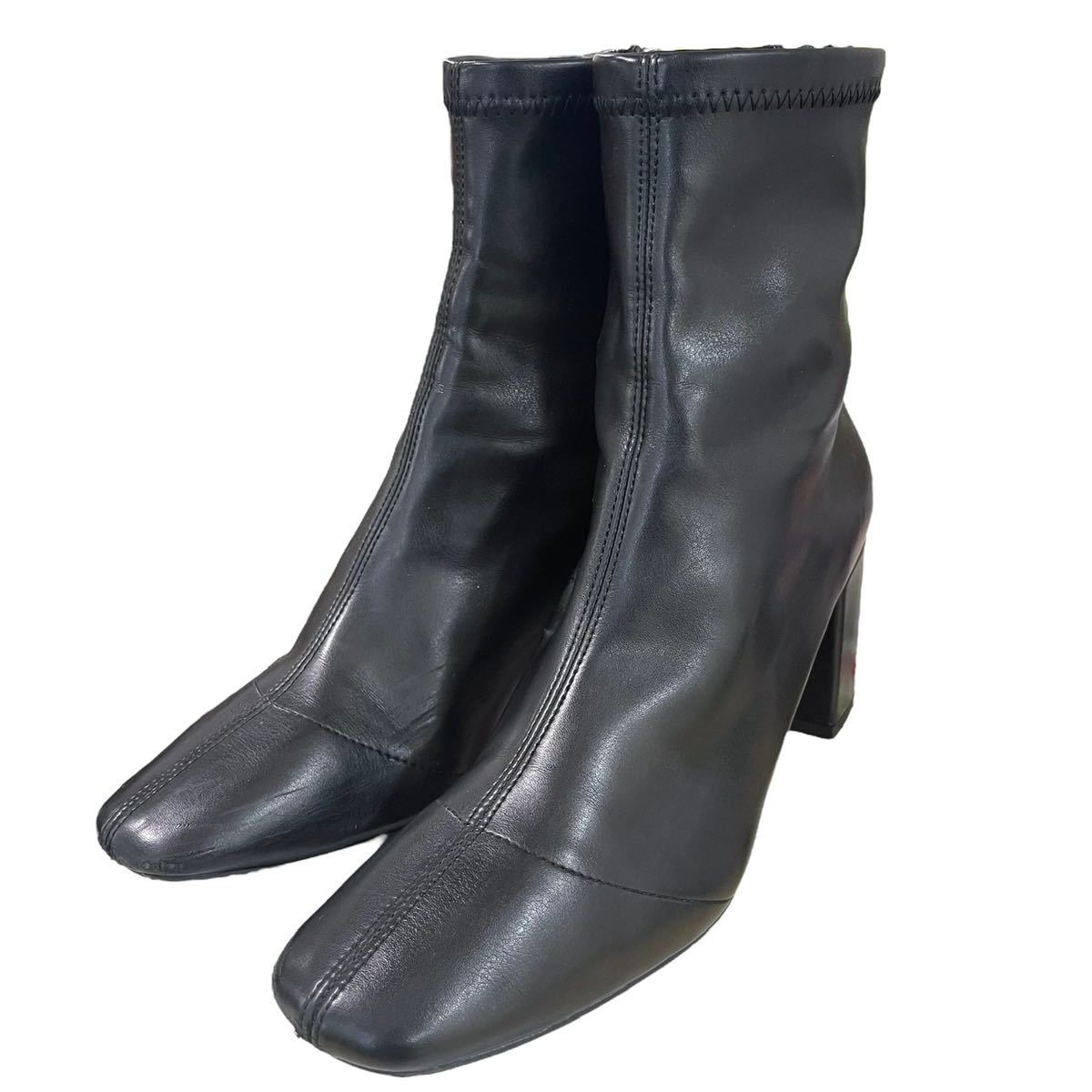 【やや傷や汚れあり】b563 SENSE OF PLACE by URBAN RESEARCH センスオブプレイス バイ アーバンリサーチ ショートブーツ ブラックレディース メジャー採寸24 ...