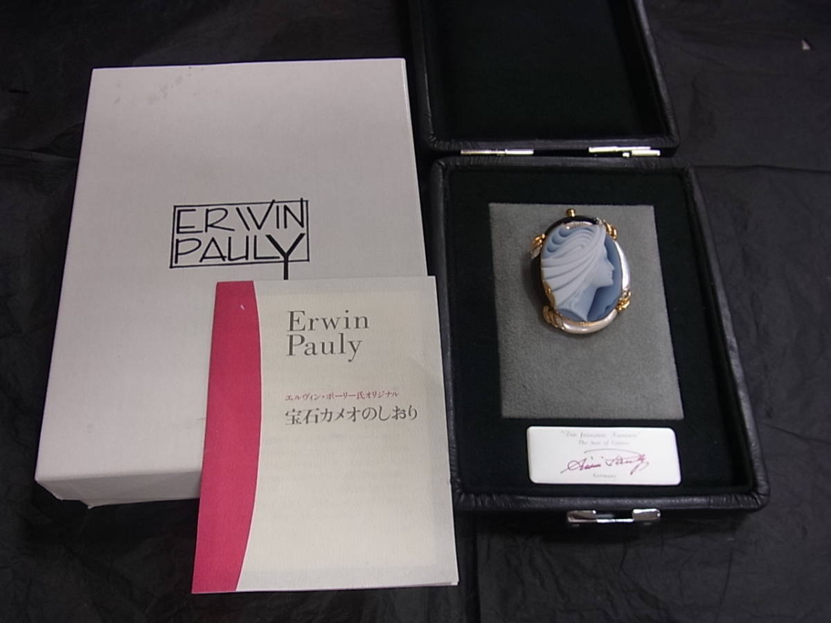 【やや傷や汚れあり】1円～ エルヴィン ポーリー /Erwin Pauly カメオ Pt900/K18 ダイヤモンド 0.06ct 総重量：約18.6g ブローチ ペンダントトップの落札情報 ...