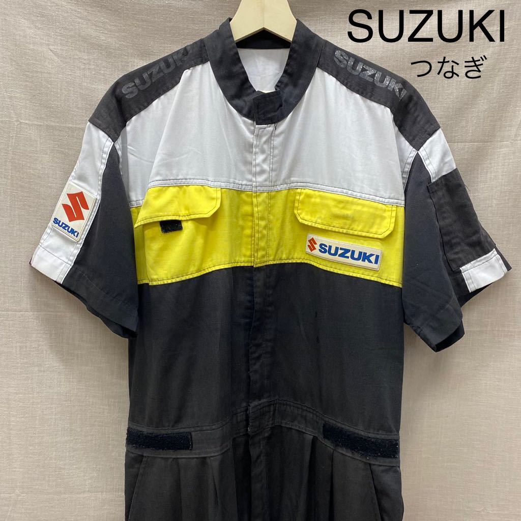 【全体的に状態が悪い】A795＊ SUZUKI スズキ つなぎ 半袖 作業着 作業服 自動車 バイク 整備 DIY ツナギ 黒 ×白 ×黄 前ファスナー 古着 の落札情報詳細 - Yahoo ...