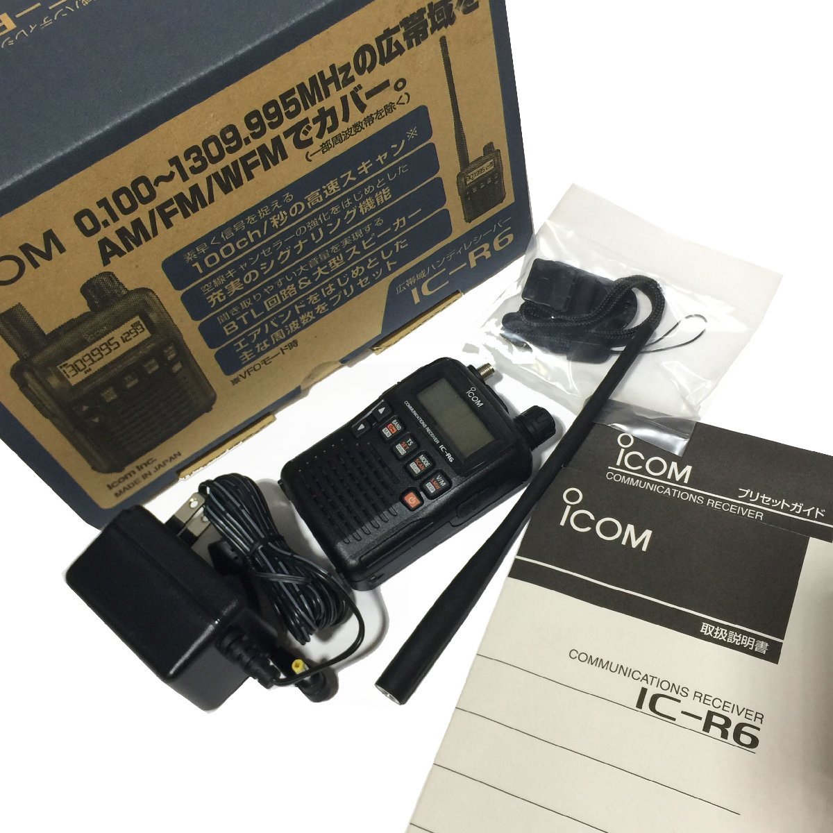 【やや傷や汚れあり】ICOM IC-R6 広帯域ハンディレシーバー 【0.100～1309.995MHz（一部周波数帯を除く）をFM/WFM ...