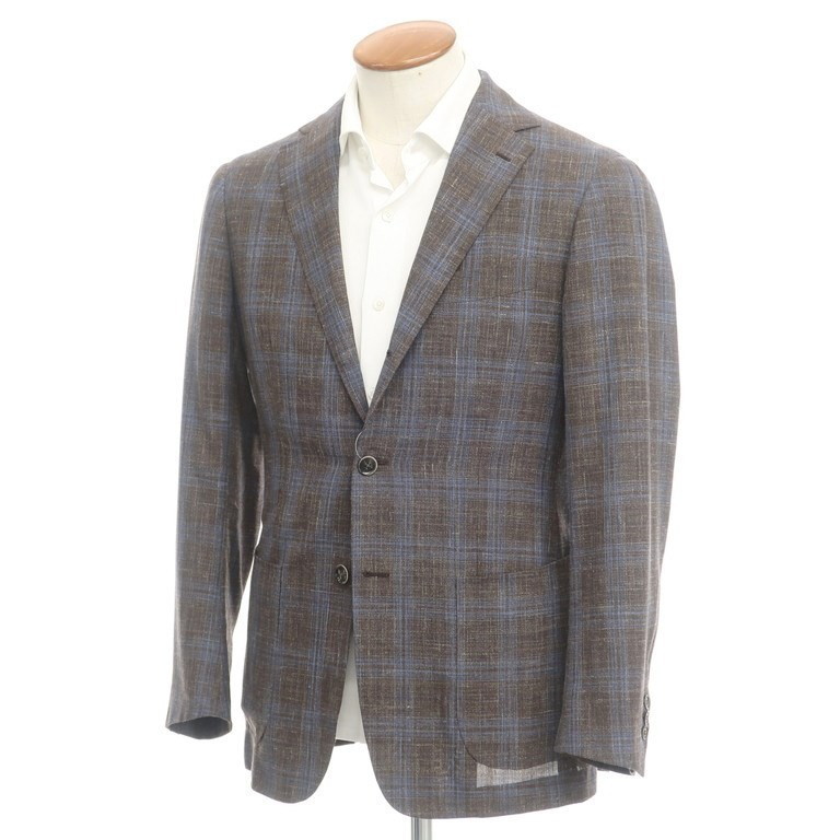 【やや傷や汚れあり】リングヂャケット RING JACKET ウールシルクリネン チェック 3B テーラードジャケット ブラウン×ブルー 46[BPD]の落札情報詳細 - ヤフオク落札価格情報 ...