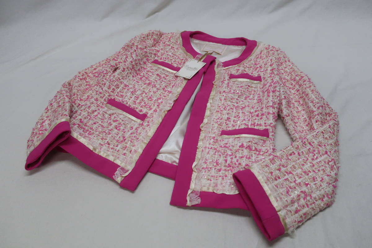 【目立った傷や汚れなし】【送800円】 6642 タグ付き Emiria Wiz エミリアウィズ レディース ツイードジャケット ショート丈 ...