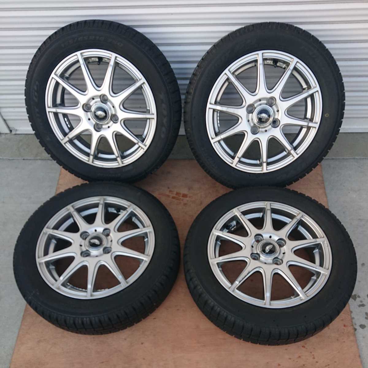 【傷や汚れあり】1円スタート！バリ山！軽自動車 155/65R14 スタッドレス トーヨー ガリット G5 14×4.5J+45 PCD100 ...