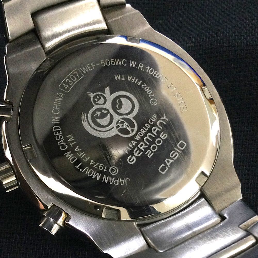 【傷や汚れあり】 CASIO WR 10BAR CHRONOGRAPH 1/100 4307 FIFA WORLDCUP 2006 カシオ ...