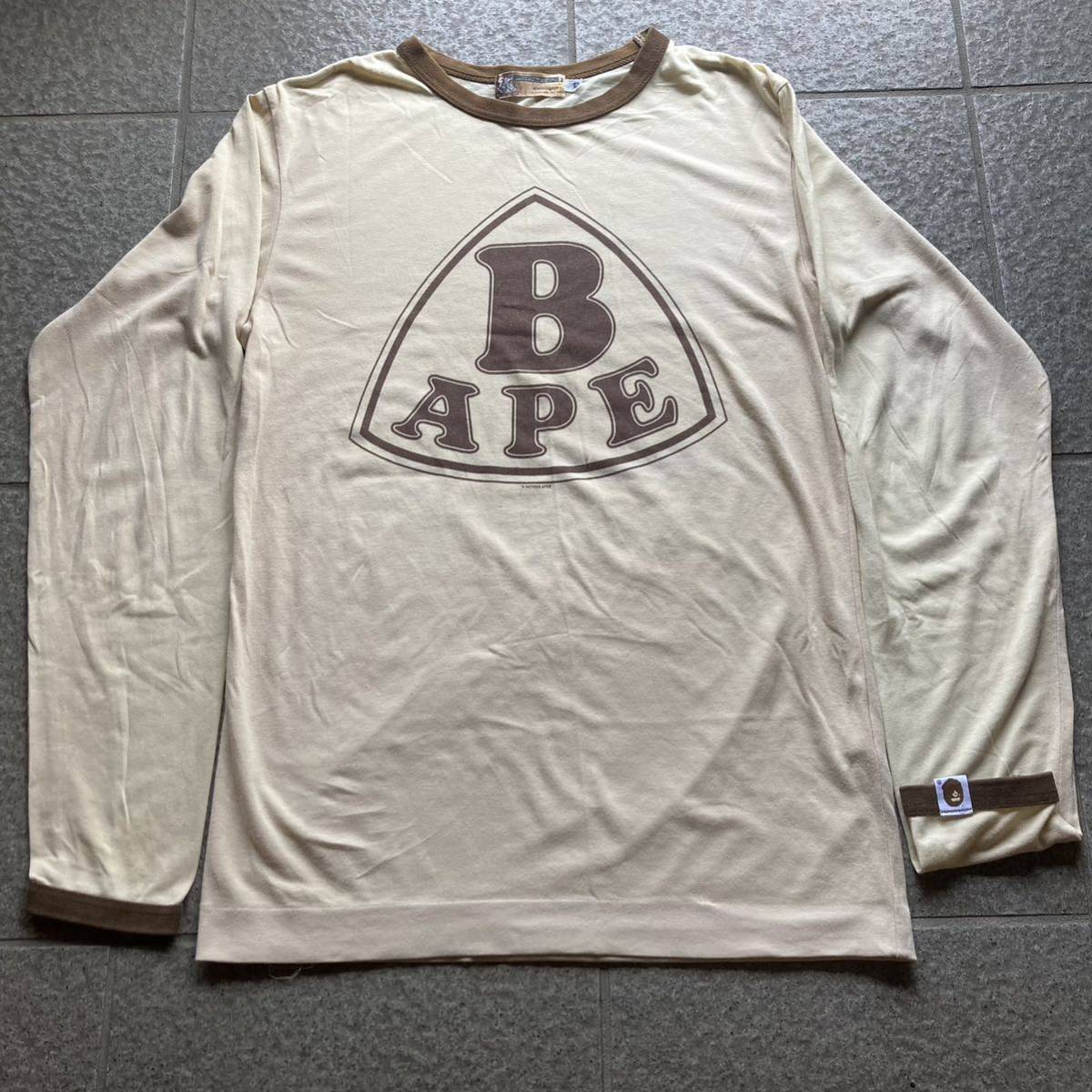 【やや傷や汚れあり】NIGO 希少 bape ロングtシャツ Long tee A BATHING APE 裏原 OG nowhere ...