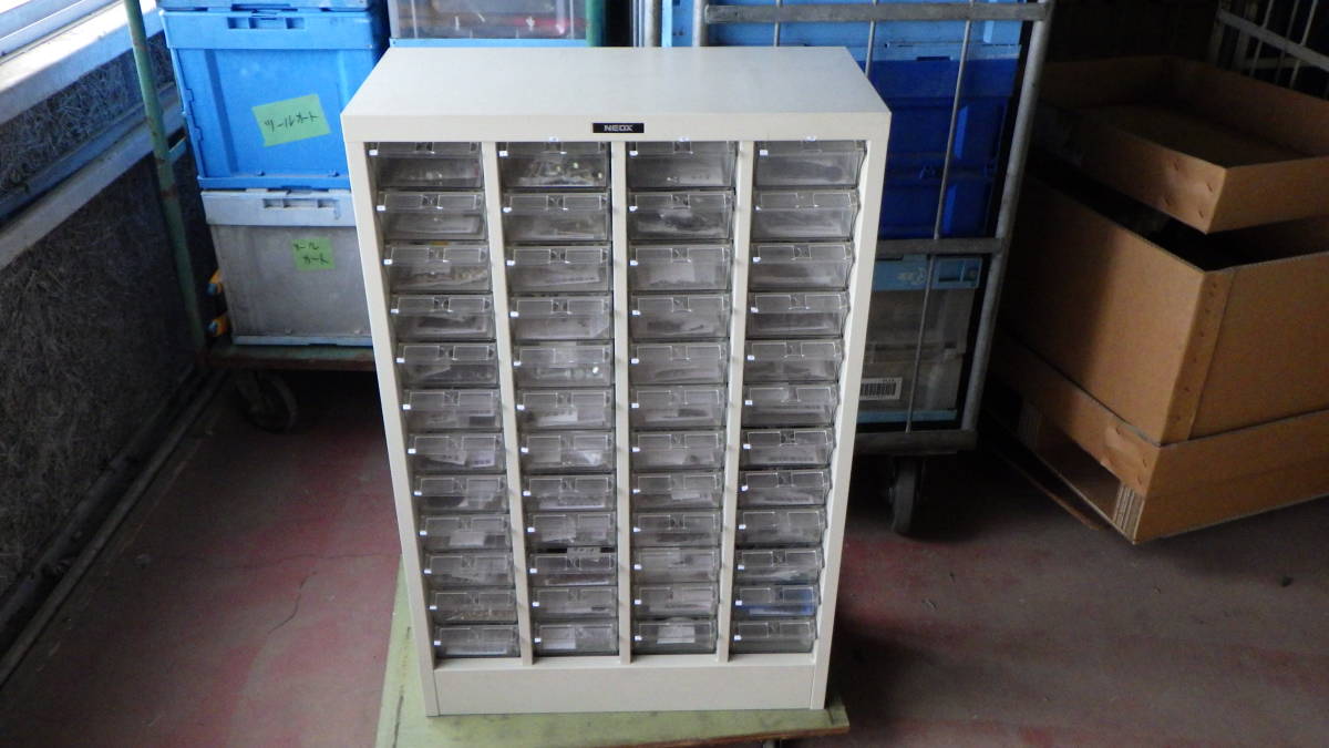 【傷や汚れあり】★中身おまけ！ ナカバヤシ NEOX ピックケース パーツキャビネット PCL-48？ 引出12段×4列 D K1120NKの ...