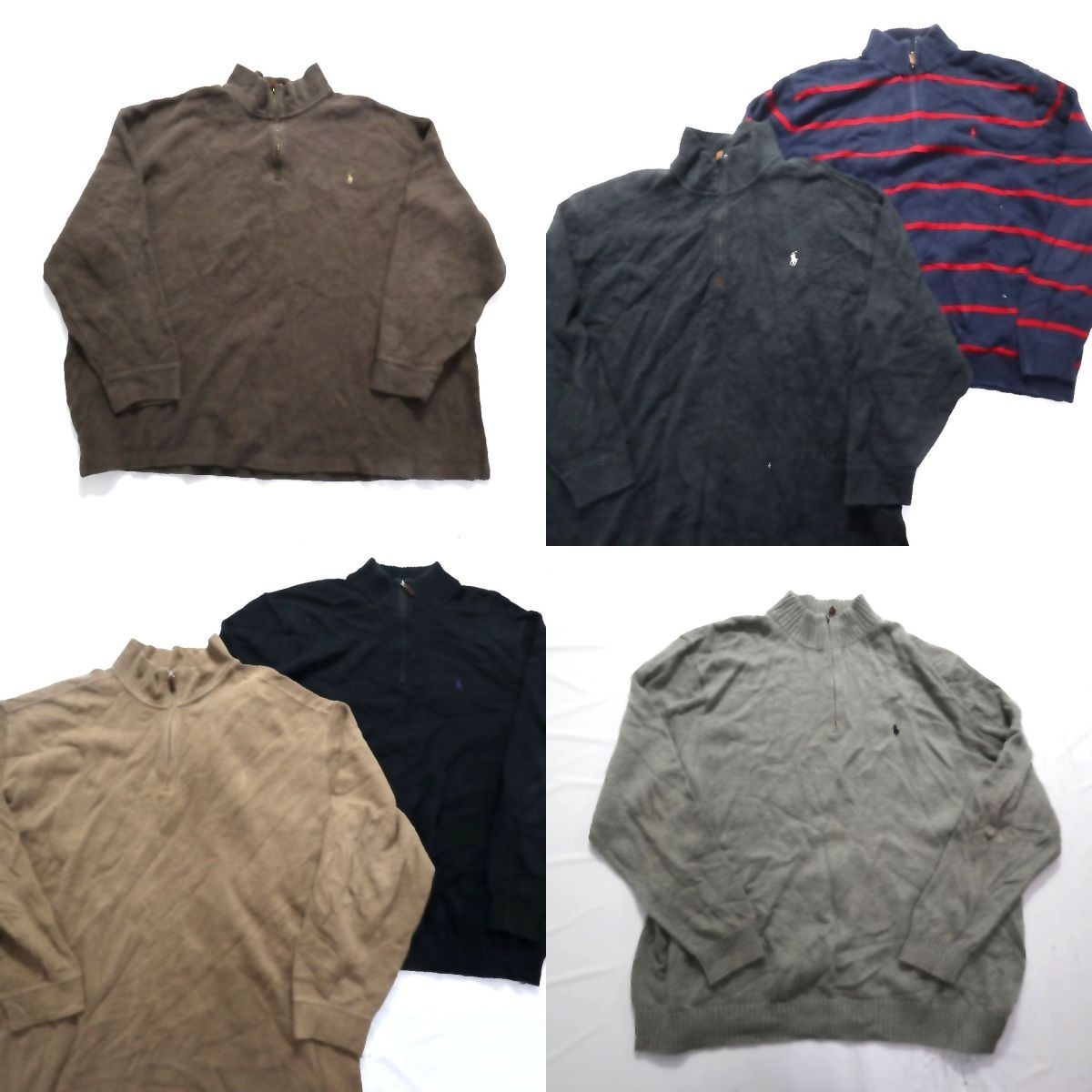【やや傷や汚れあり】 ラルフローレン ハーフジップ ニット set ワンポイント ボーダー 他 (メンズ3XL) 6枚セット売り 古着卸 1円 ...