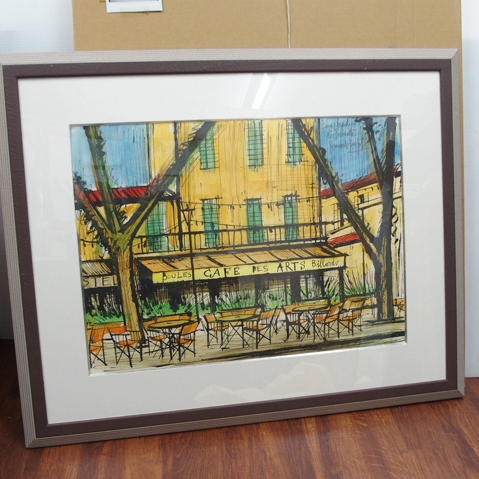 【やや傷や汚れあり】m002 ura 【178 ベルナール・ビュッフェ 「サントロペ カフェ・デ・ザール」 リトグラフ 直筆サイン 街並 風景 絵画 額装 art 美術 180の落札情報詳細 ...