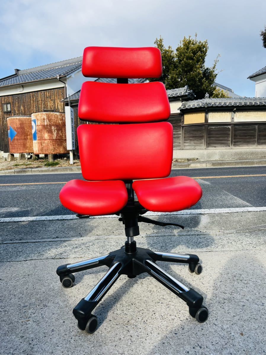 【やや傷や汚れあり】高機能/HARA CHAIR DOCTOR ハラ チェアドクター/Healthy＆Relax/レッド 赤/オフィス ...