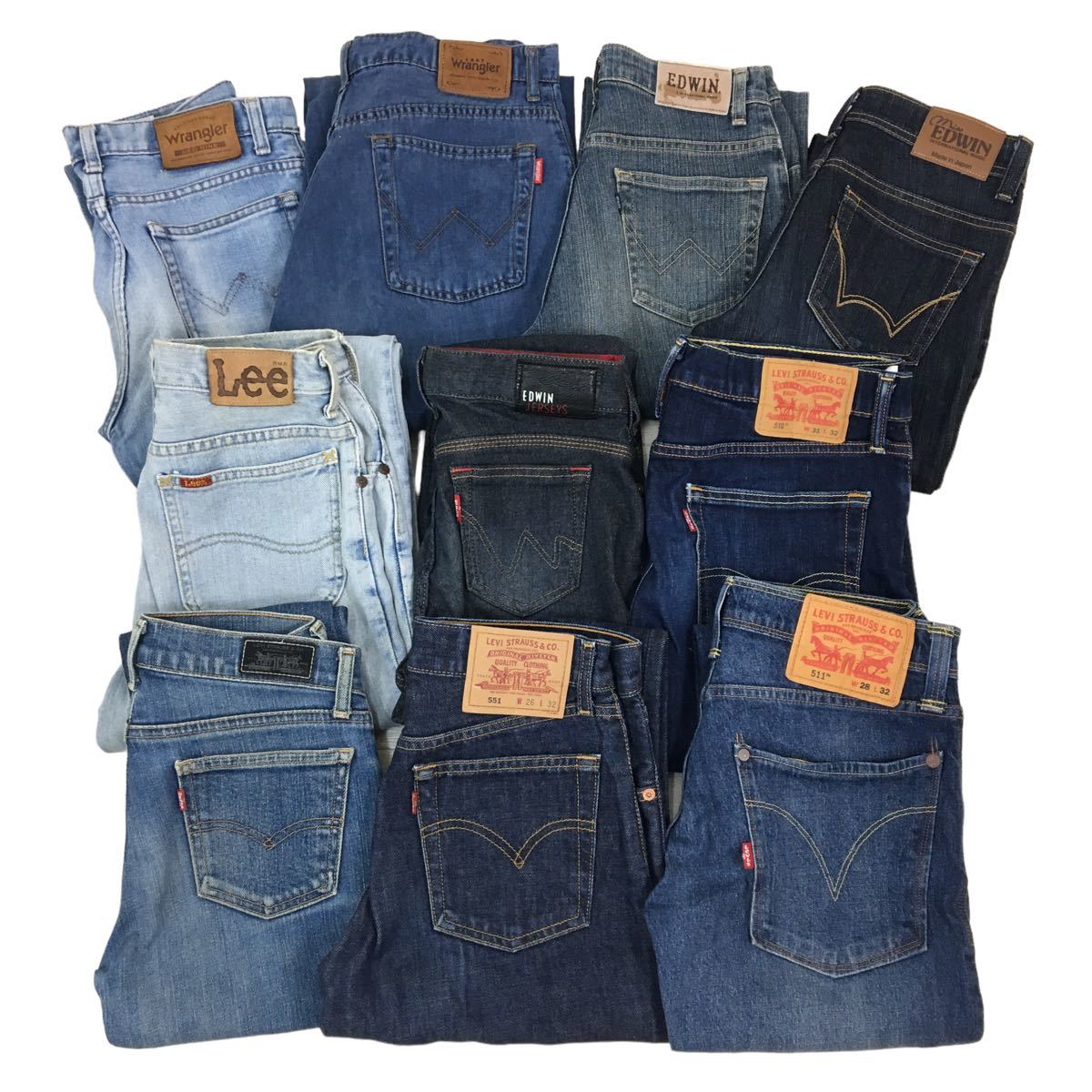 【やや傷や汚れあり】D⑧ デニム 10本 まとめ売り Miss EDWIN Wrangler Levi's リーバイス 511 551 510 ...