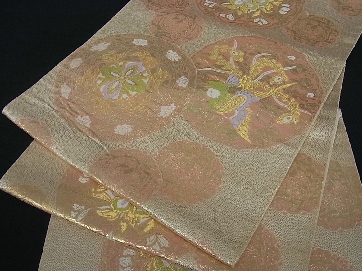 【目立った傷や汚れなし】花美人着物 西陣 服部織物謹製 六通柄袋帯 銅鏡絵巻文様 本金箔24k 金糸 逸品 ar1860 の落札情報詳細 ...