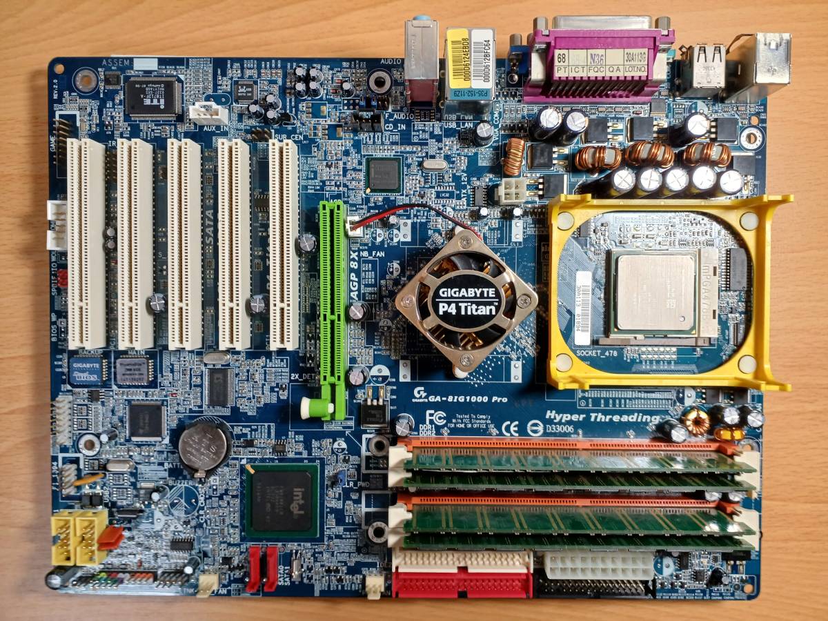 【目立った傷や汚れなし】動作確認 Socket 478 GIGABYTE マザーボード GA-8IG1000 Pro + CPU Pentium4 3.4G + メモリ 1GBの落札情報詳細 ...