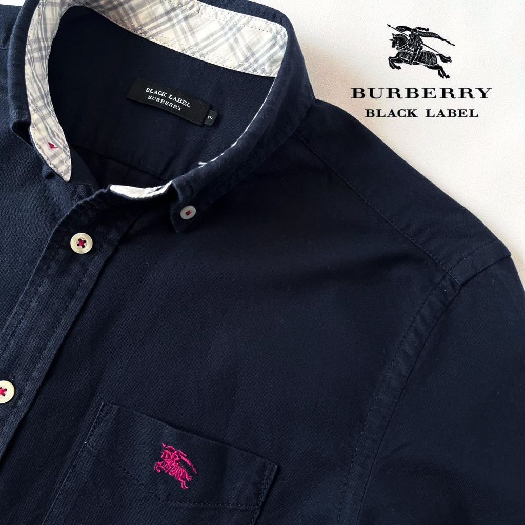 【目立った傷や汚れなし】バーバリーブラックレーベル BURBERRY BLACK LABEL ボタンダウン 長袖シャツ 2(M) ダーク ネイビー ノバチェック 濃紺 シャツの落札情報詳細 ...