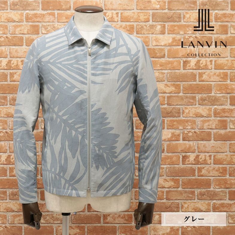 【未使用】1円 春夏 Lanvin Collection 50サイズ 日本製ブルゾン 清涼リネン ポリ系 ボタニカル柄プリント 薄手 リゾート