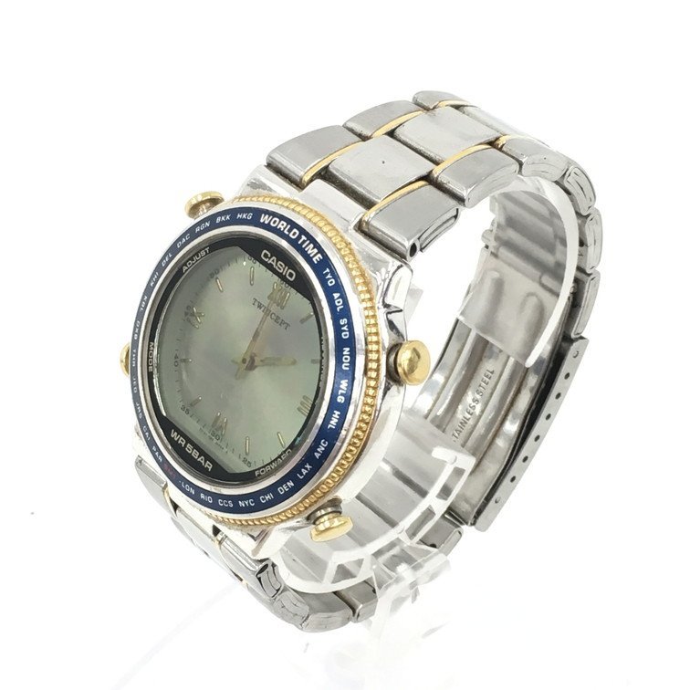 【中古】希少 カシオ データバンク ツインセプト 美人秘書 デジタル アナデジ メンズ 腕時計 クォーツ 取扱説明書付 ABX-57 ...