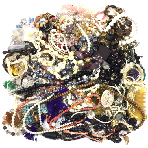 【傷や汚れあり】1円 パール / 珊瑚 / 天然石 / イミテーション 含 ネックレス ブレスレット ブローチ 等 総重量約2.84kg セットの落札情報詳細 - ヤフオク落札価格検索 オークフリー