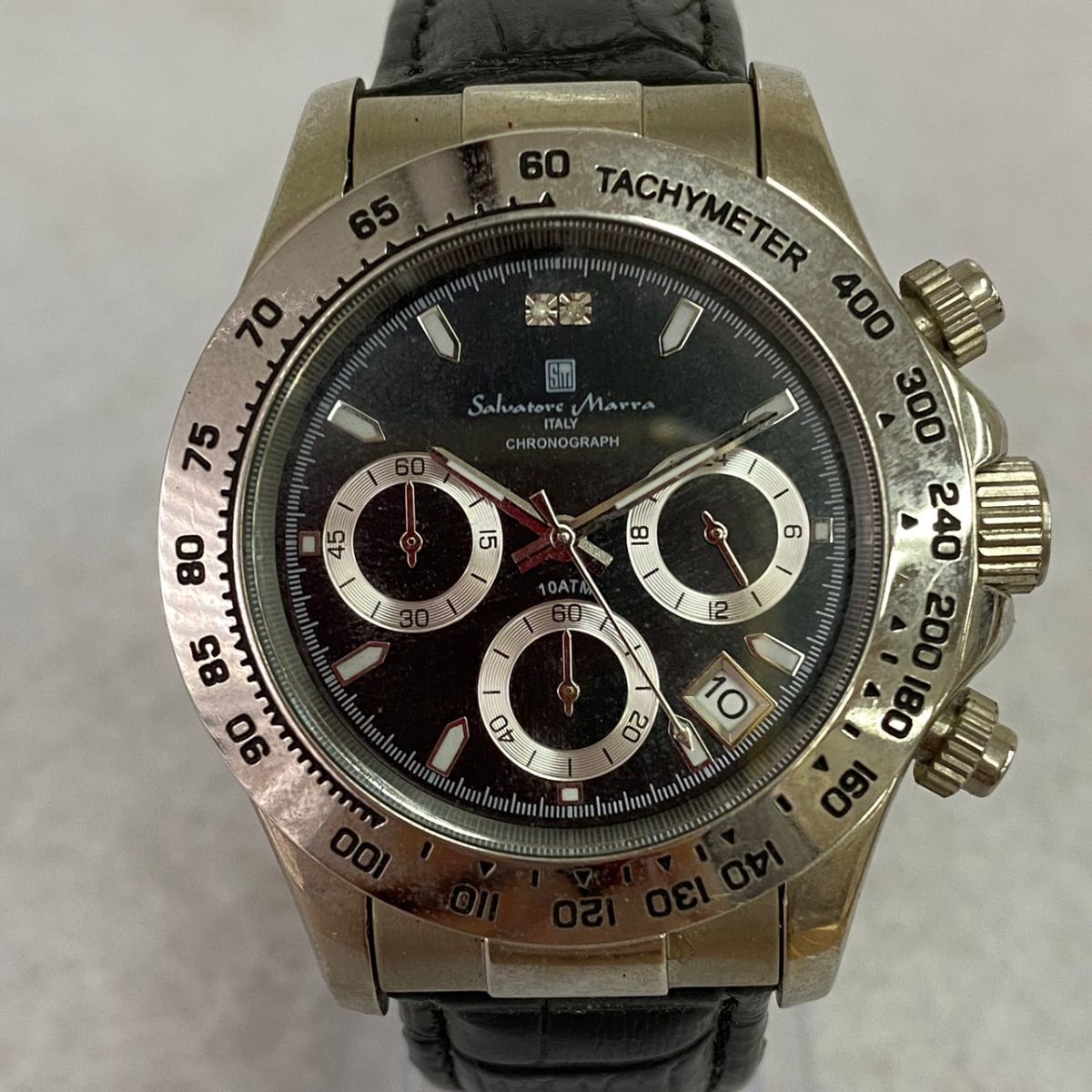 【傷や汚れあり】J460-C2-281 Salvatore Marra サルバトーレマーラ CHRONOGRAPH クロノグラフ デイト ...
