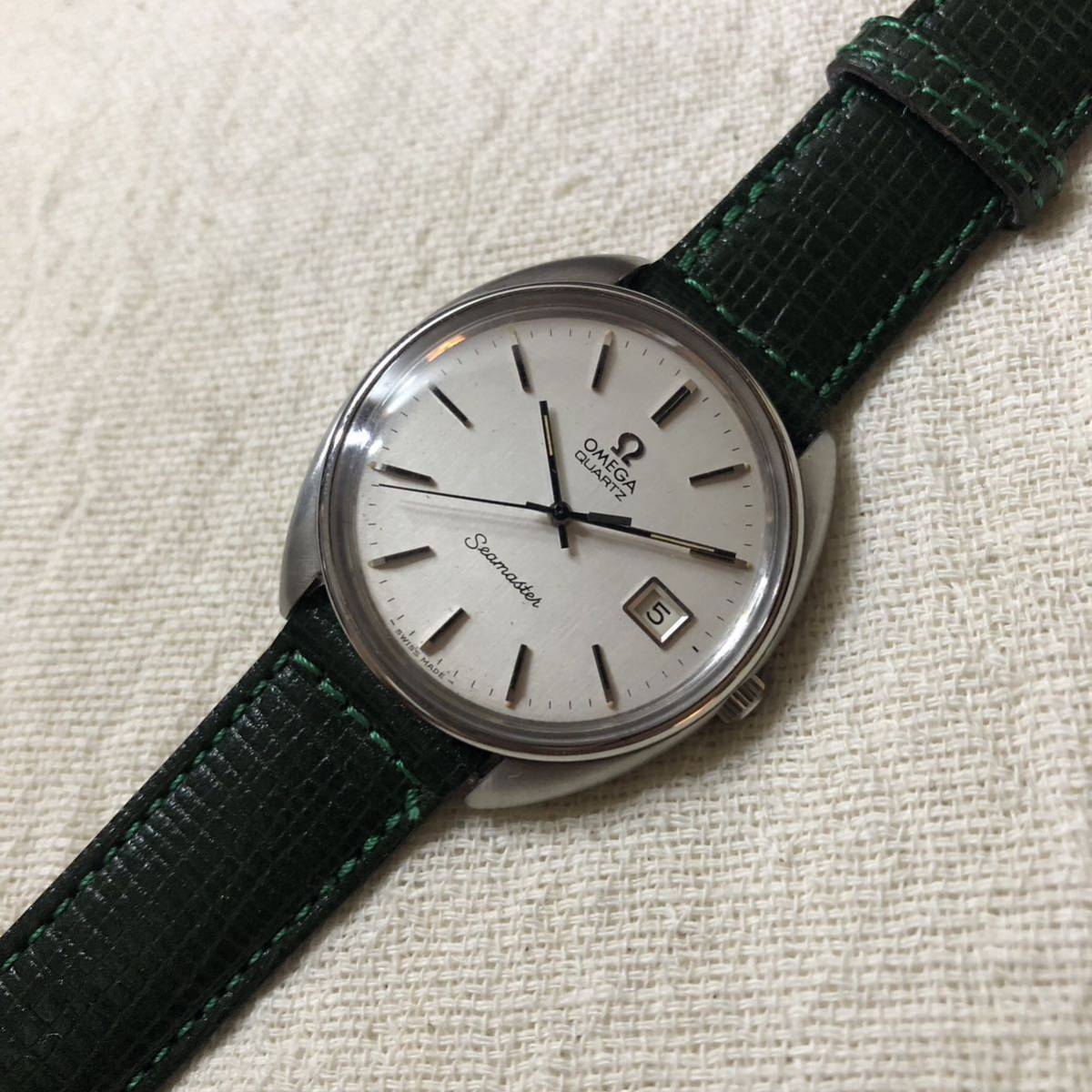 【未使用】新品未使用デッドストック 70s 70年代 OMEGA オメガ シーマスター クォーツ メンズ 腕時計 SS アンティーク ...