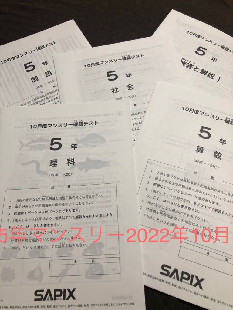 【目立った傷や汚れなし】SAPIX マンスリー サピックス 5年生 過去問 2022年 最新版の落札情報詳細 - ヤフオク落札価格検索 オークフリー