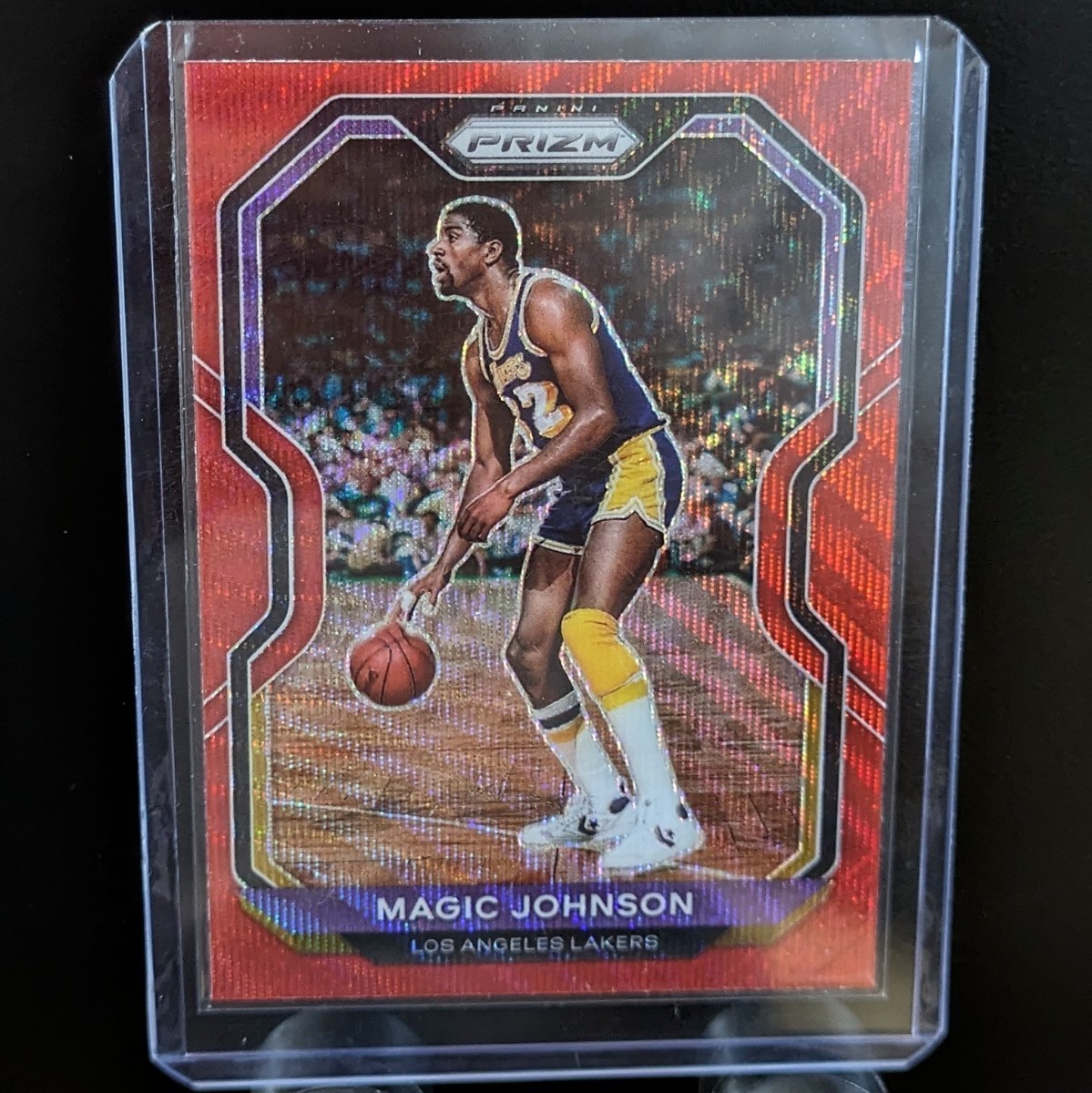 【目立った傷や汚れなし】【1円スタート】2020-21 Panini Prizm Magic Johnson Red Wave Lakers ...