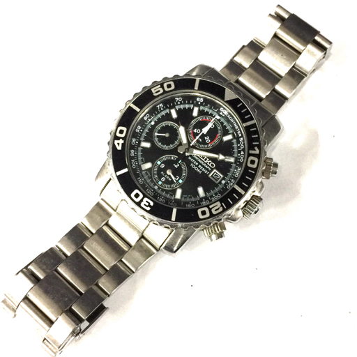 【全体的に状態が悪い】セイコー クロノグラフ デイト クォーツ 腕時計 7T62-00V0 メンズ ブラック文字盤 ジャンク品 SEIKO ...