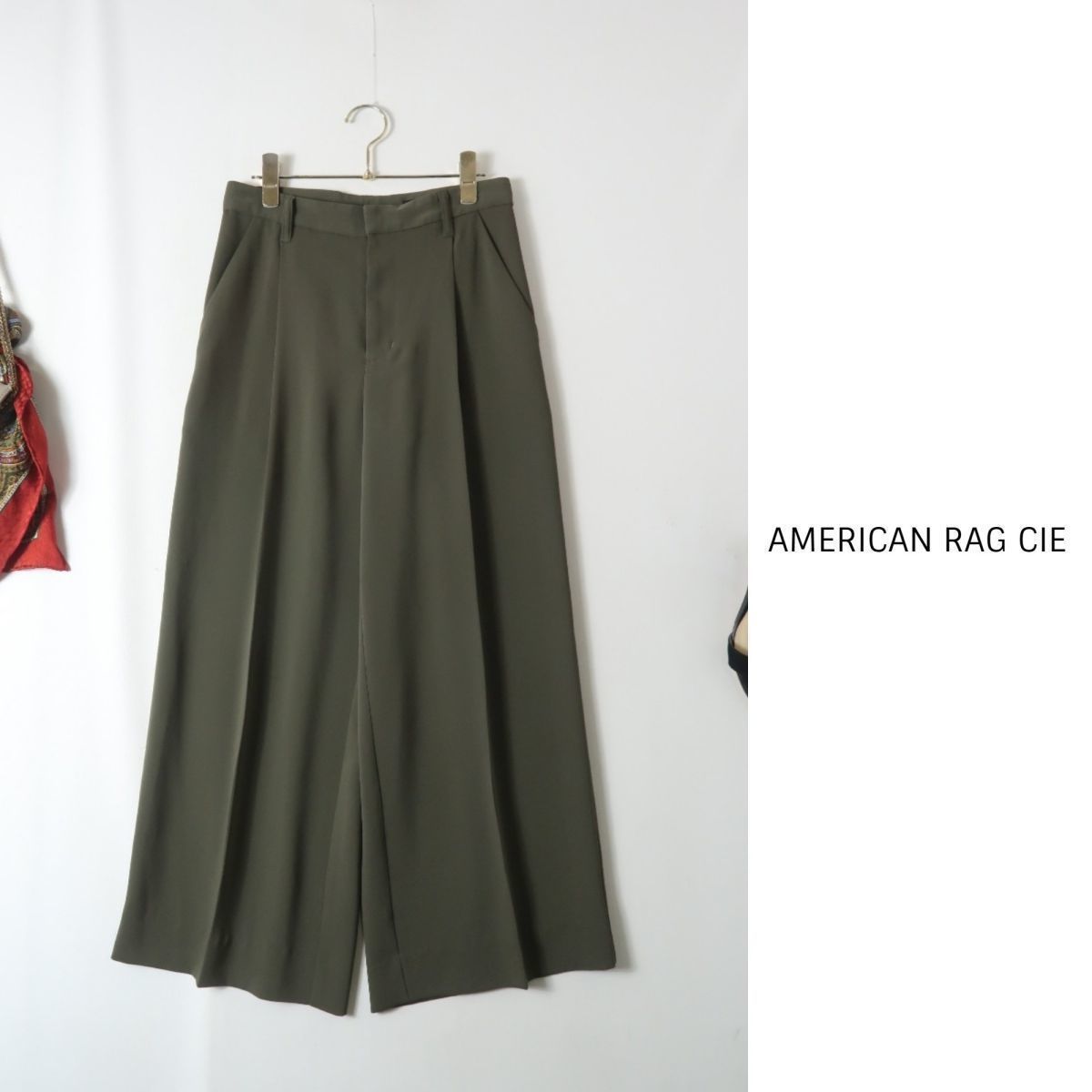 【目立った傷や汚れなし】1.7万☆アメリカンラグ シー AMERICAN RAG CIE☆ポリエステルダブルクロス 9分丈ワイドパンツ 0 ...