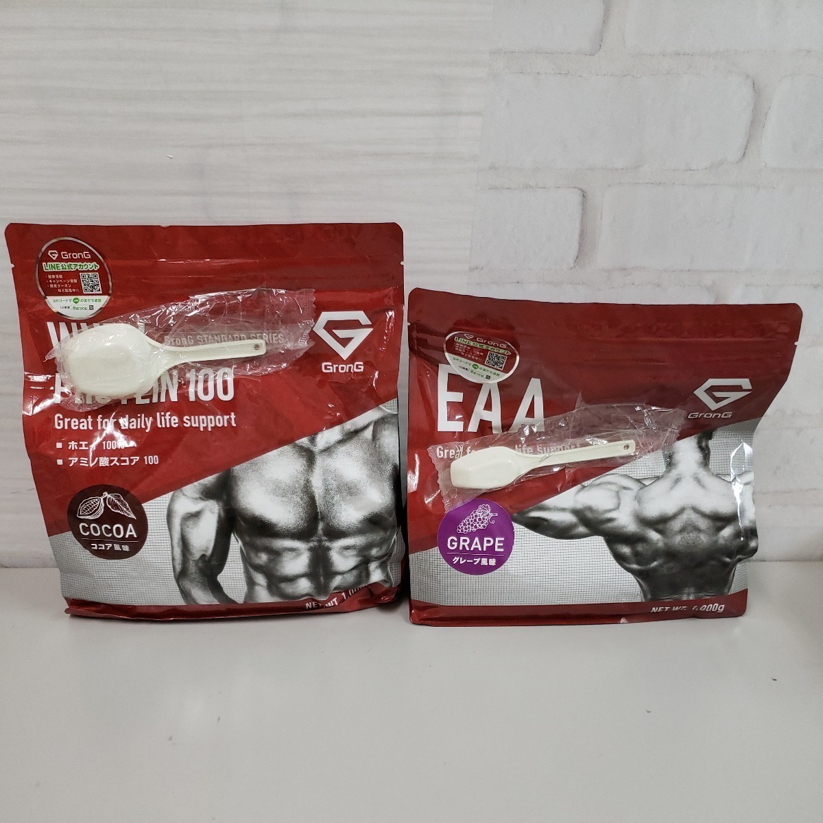 【未使用】508y2106★グロング GronG EAA 必須アミノ酸 グレープ風味 1kg GronG ホエイプロテイン100 スタンダード ココア風味 1kg訳あり2個セットの落札情報詳細 ...