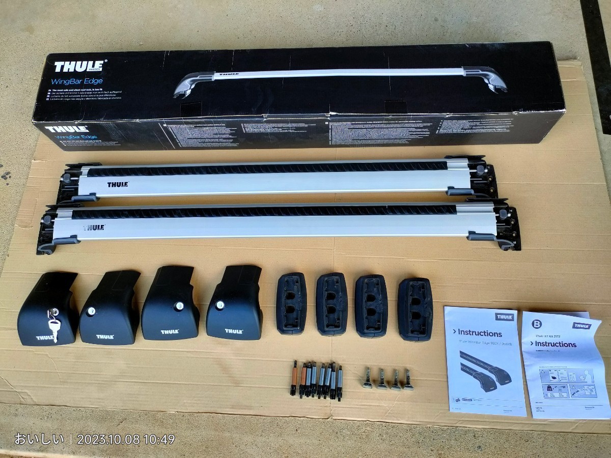 【やや傷や汚れあり】THULE スーリー ウイングバーエッジ9595＆取付キット3172 フォレスターSK ダイレクトルーフ取り付け用 ...